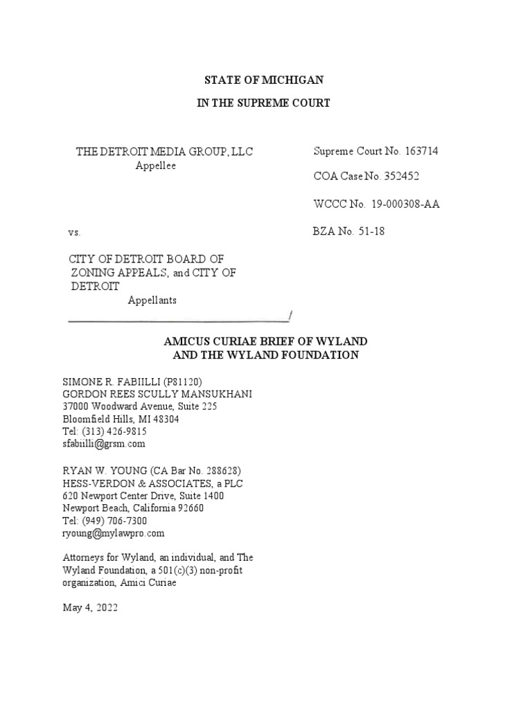 Wyland - Amicus Curiae Brief | PDF | Appeal | Standard Of Review