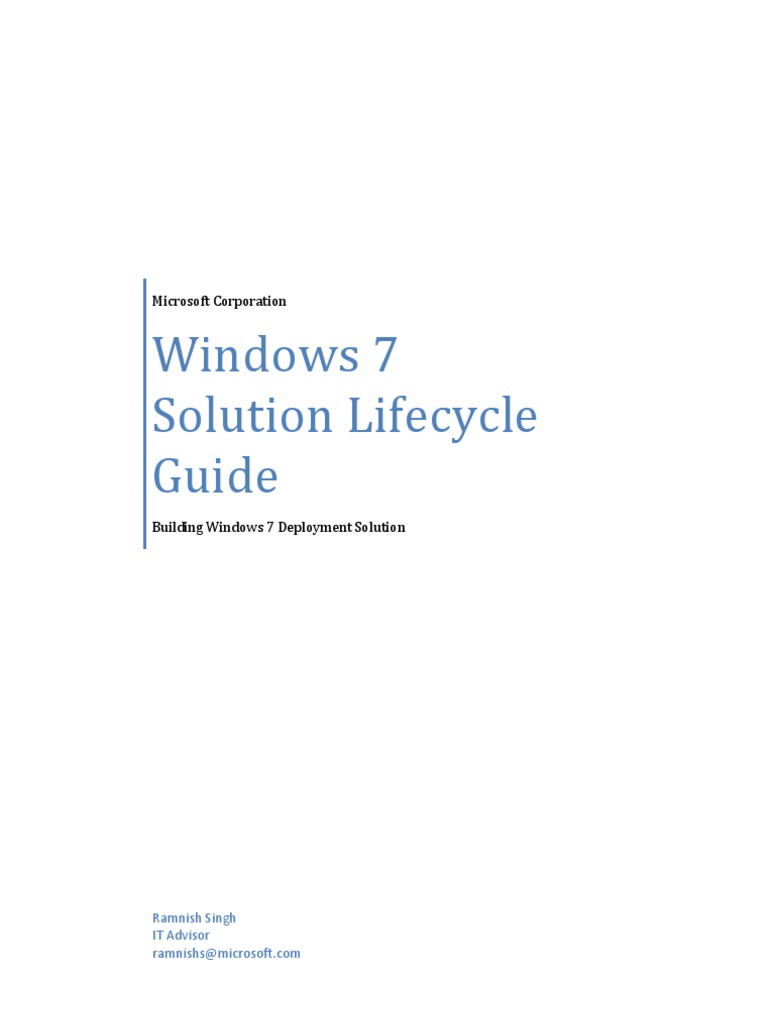 Windows 7 Solution Lifecycle Guide | PDF | Windows 7 | Windows Xp