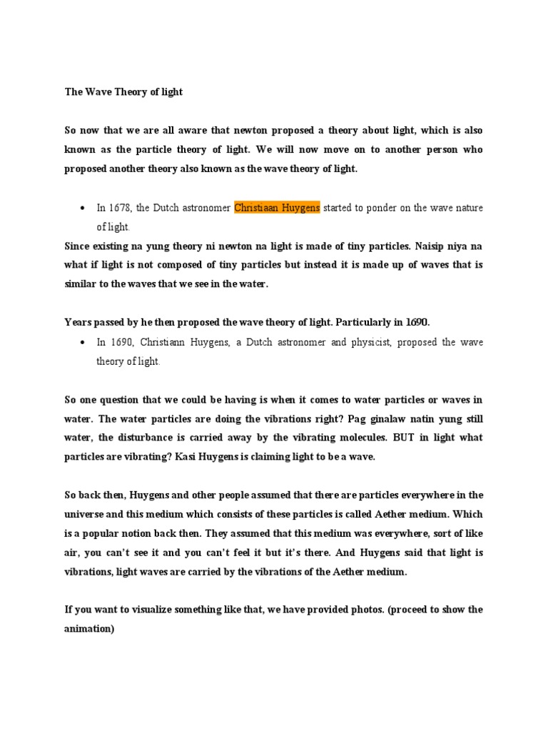 The Wave Theory of Light | PDF | Light | Physics