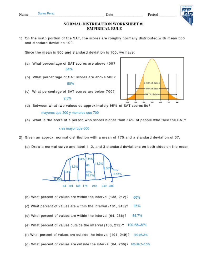 Normal Distribution Worksheet #1 Empirical Rule | PDF | Normal ...