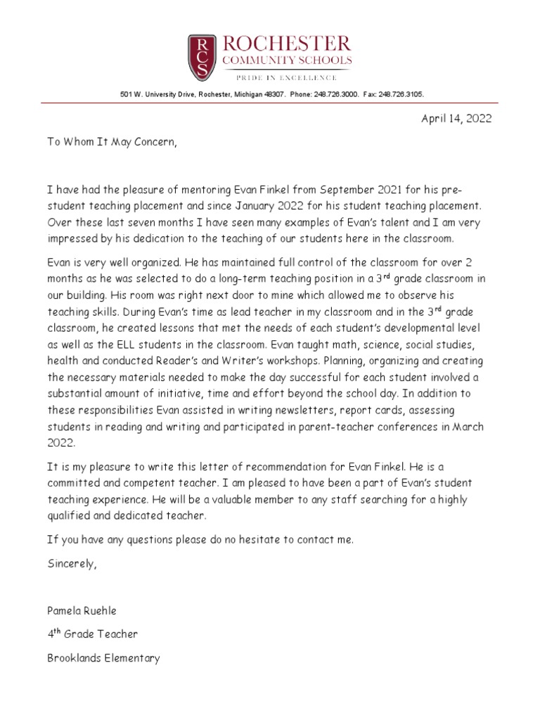 Letter of Rec | PDF | Wellness
