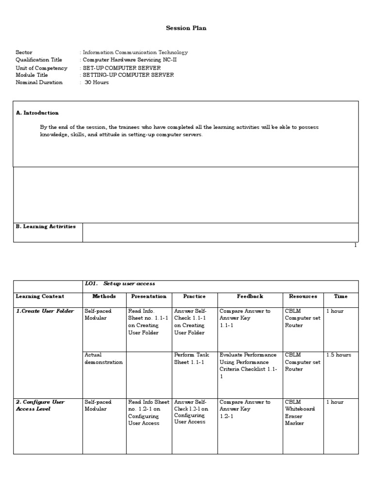 Setting Up Computer Servers: A Comprehensive Session Plan for Configuring Network Access ...