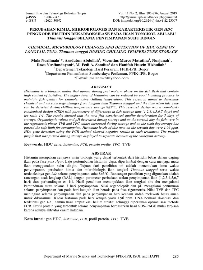 HDC Gene Detection in Chilled Tuna | PDF | Polymerase Chain Reaction ...
