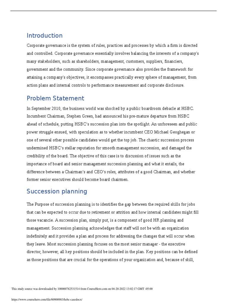 HSBC Case | PDF | Corporate Governance | Governance