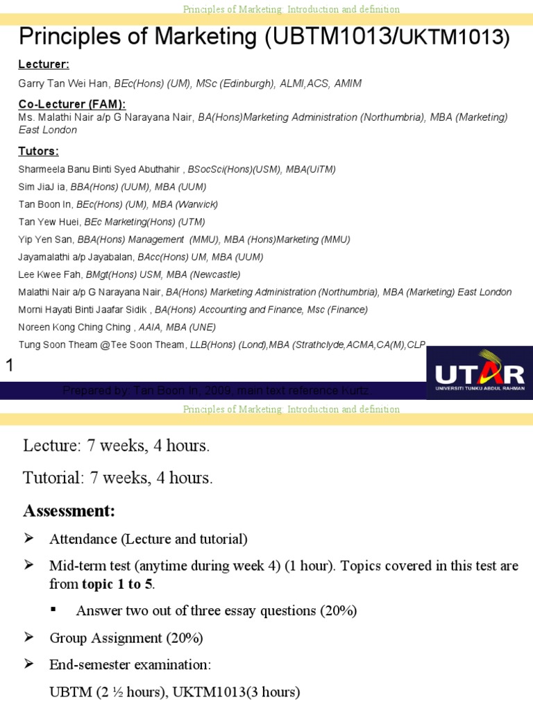 Principles of Marketing (UBTM1013/: UKTM1013) | PDF | Marketing | Customer
