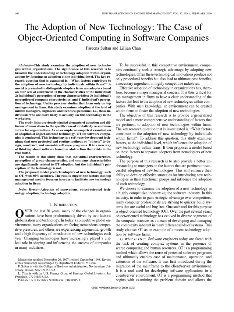 The Adoption of New Technology | PDF | Innovation | Creativity