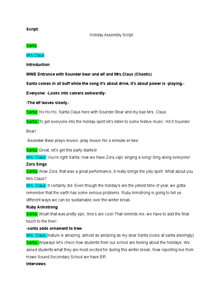 Christmas Assembly Script | PDF | Santa Claus | Christmas