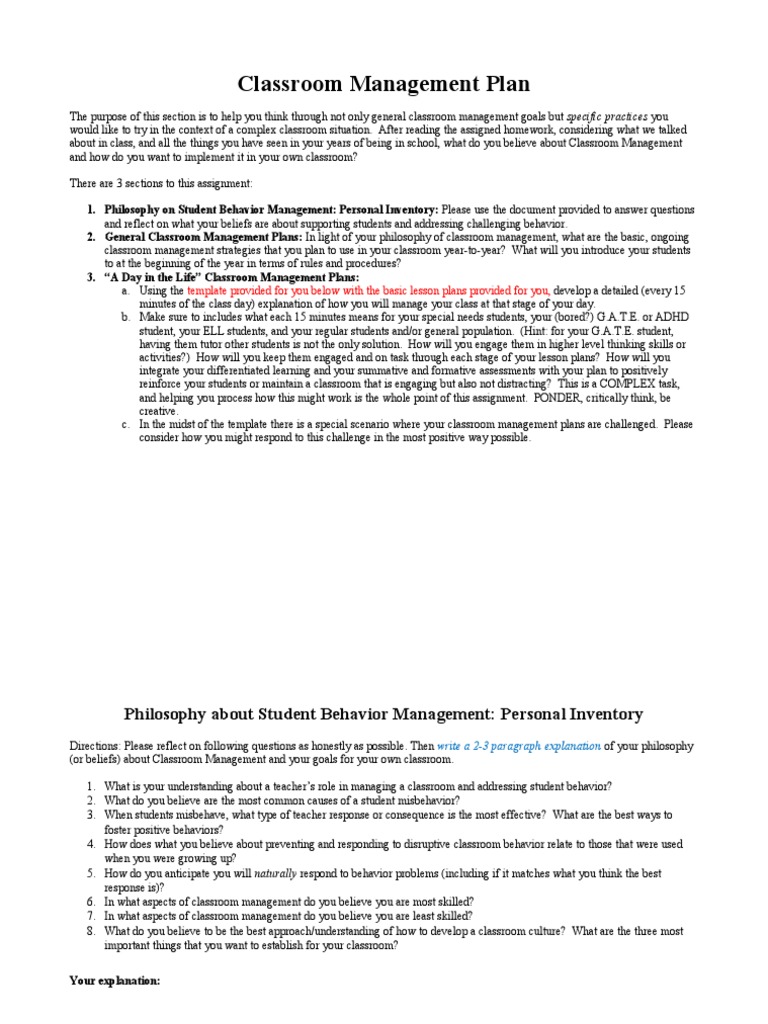 Classroom Management Plans | PDF | Classroom Management | Lesson Plan
