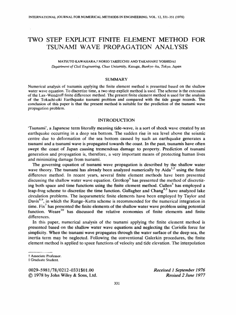 Two Step Explicit Finite Element Method For Tsunami Wave Propagation Analysis | PDF | Tsunami ...