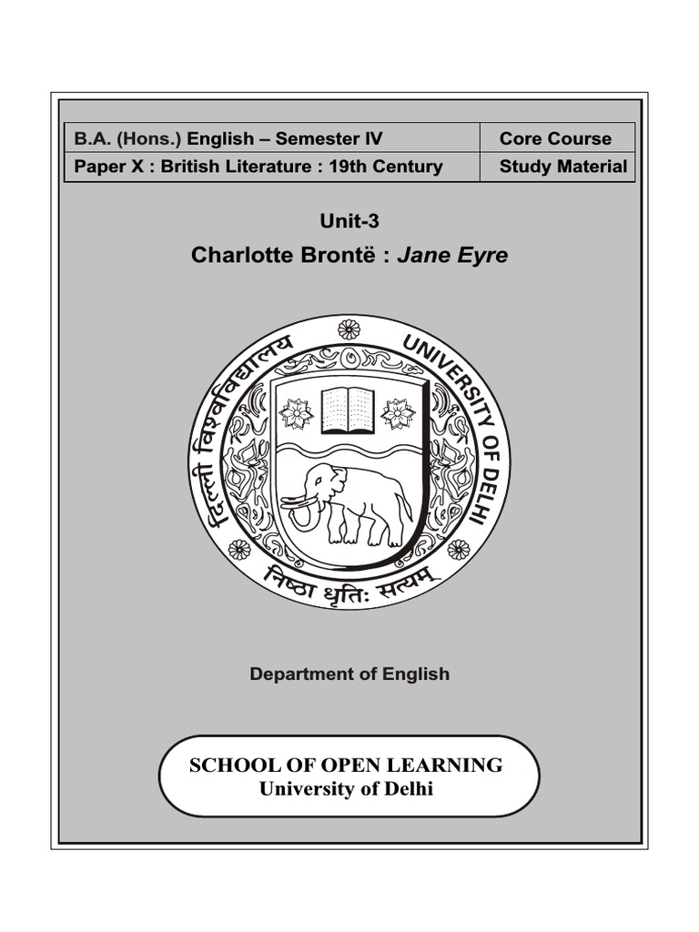 Charlotte Brontë Jane Eyre: Unit-3 | PDF | Jane Eyre | Charlotte Brontë