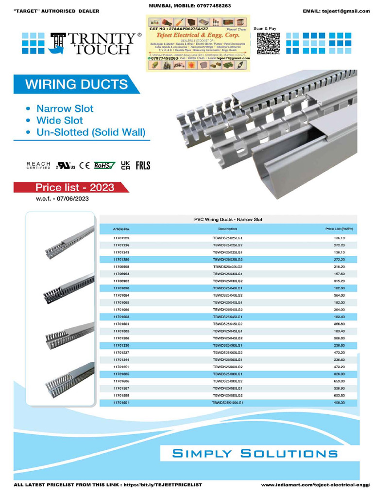 Trinity Touch PVC Channel Price List Wef 07-06-2023 | PDF