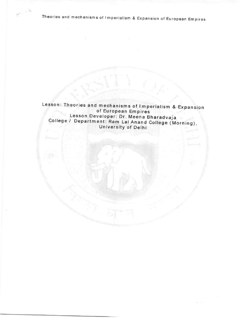 Theories and Mechanism of Imperialism and Expansion | PDF