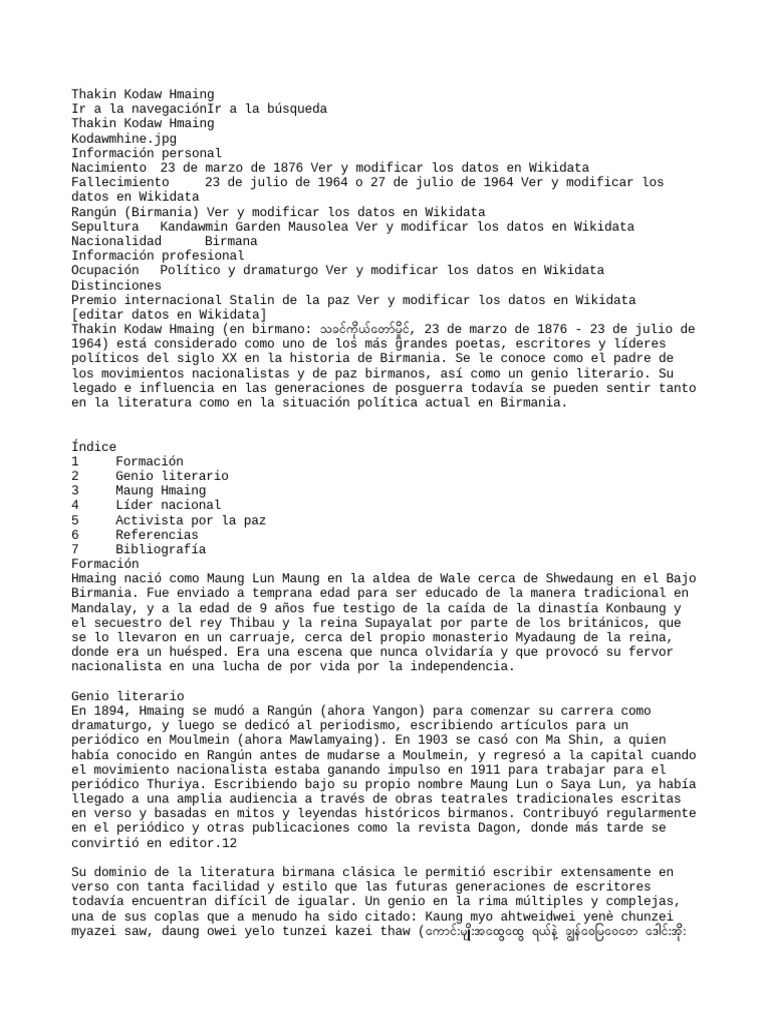 Thakin Kodaw | PDF | Historia