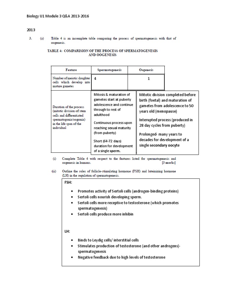 Biology U1 Module 3 Q&A Summary | PDF | Fertilisation | Flowers