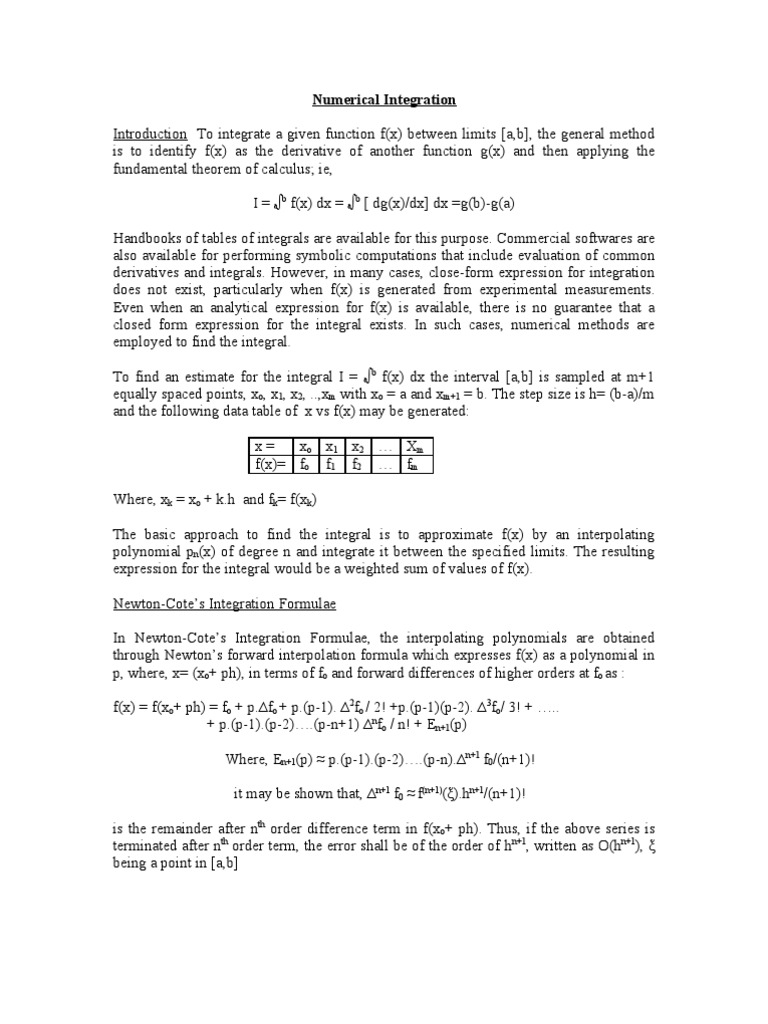 Numerical Integration Techniques Explained | PDF | Integral | Mathematical Logic