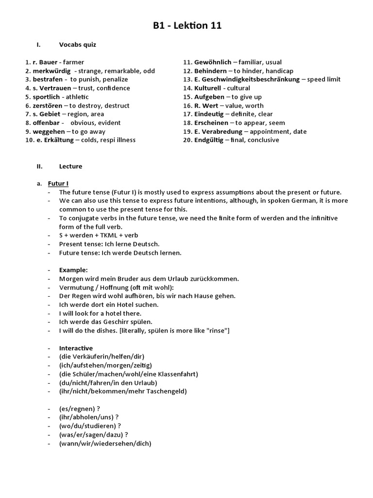 B1 Lektion 11 | PDF