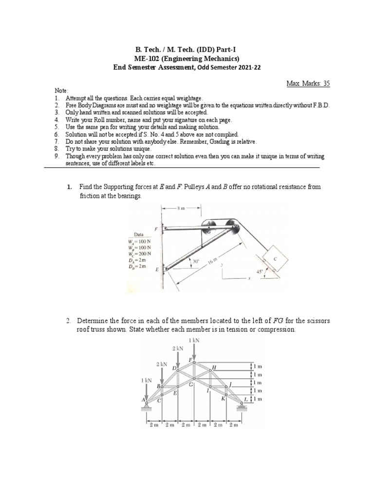 Me102 Endsem Qpaper | PDF