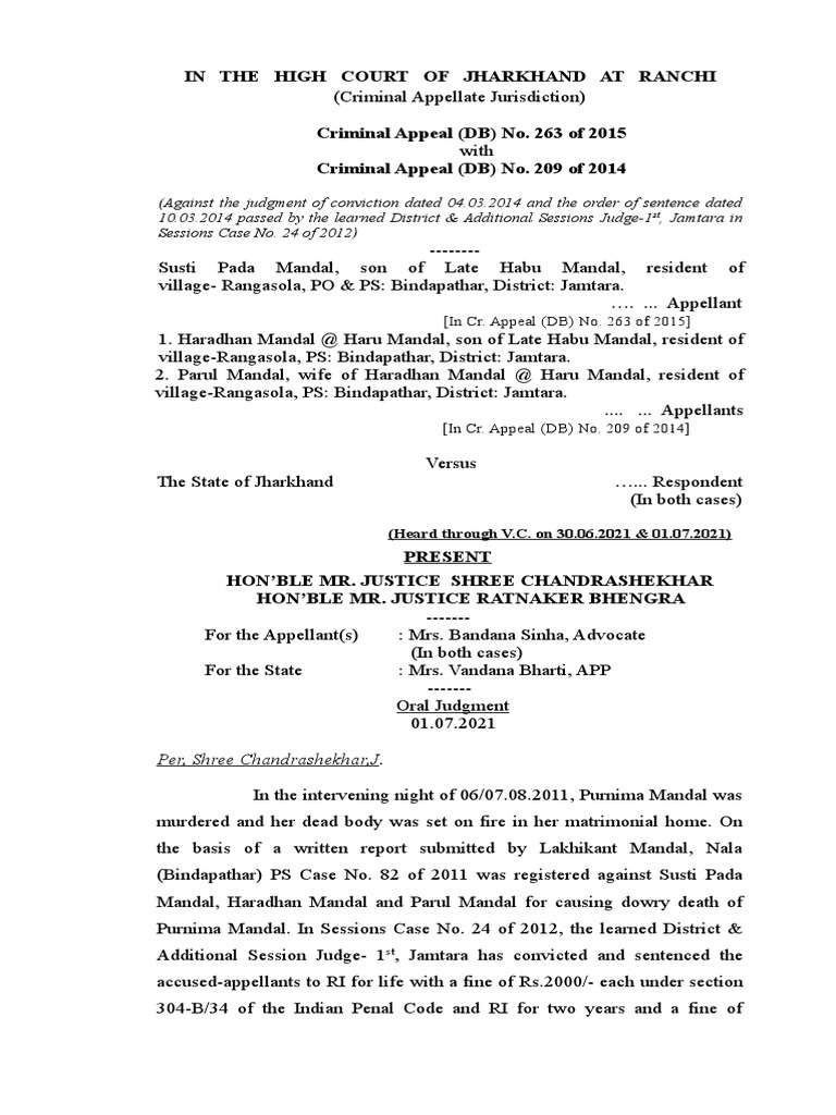 In The High Court of Jharkhand at Ranchi (Criminal Appellate ...