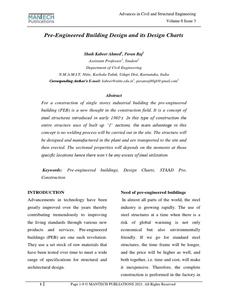 Pre-Engineered Building Design and Its Design Charts | PDF | Structural ...