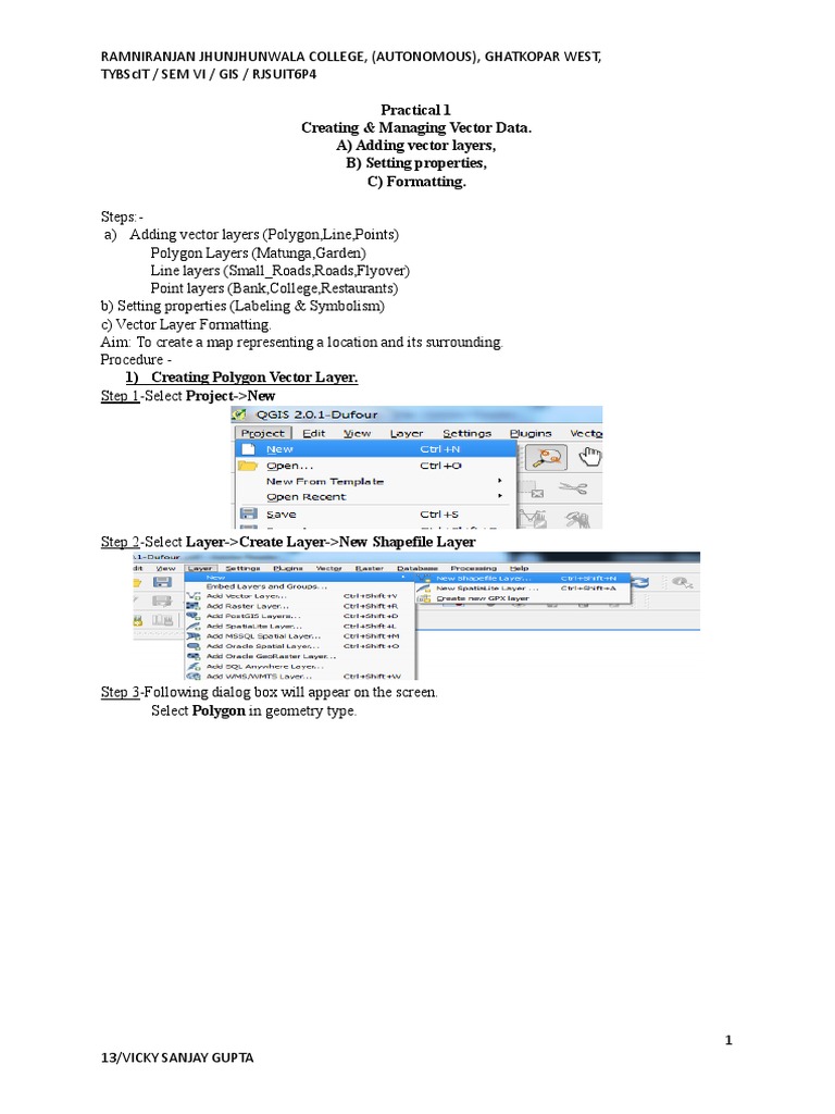 Practical 1 Creating & Managing Vector Data. A) Adding Vector Layers, B) Setting Properties, C ...