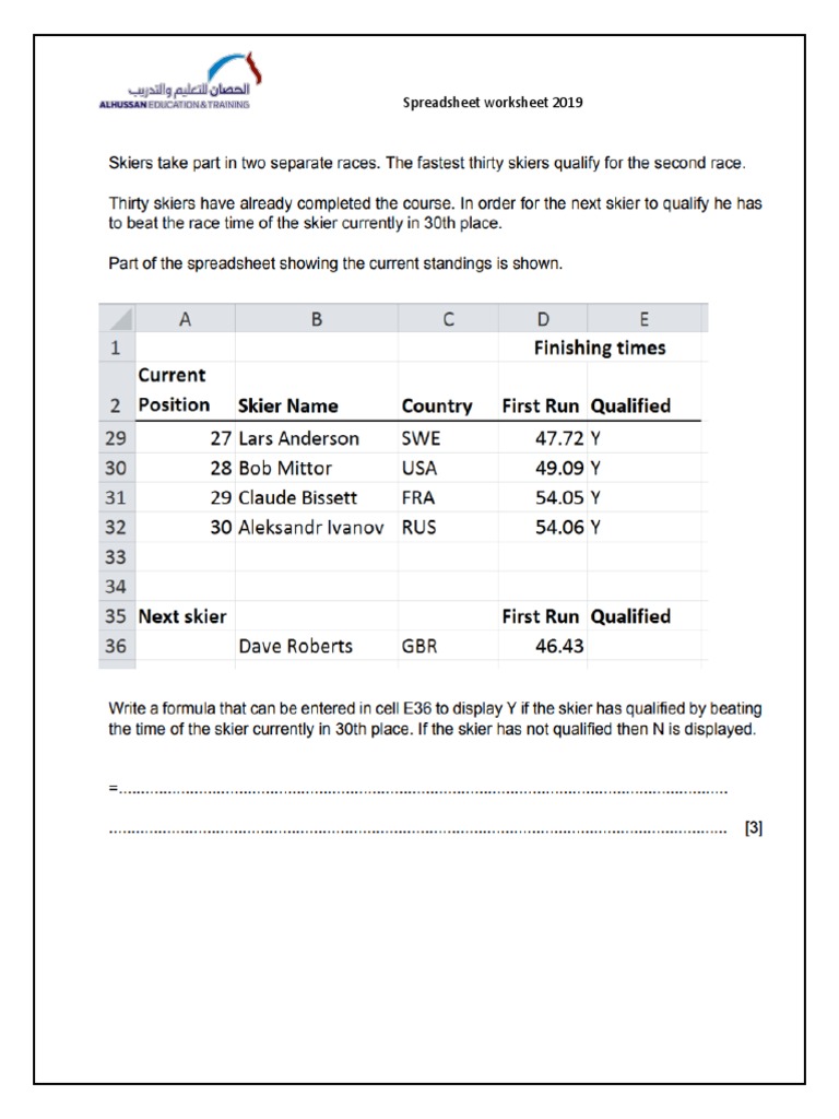 Spreadsheet Past Papers | PDF