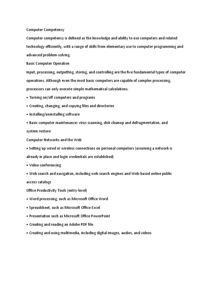 Computer Competency | PDF