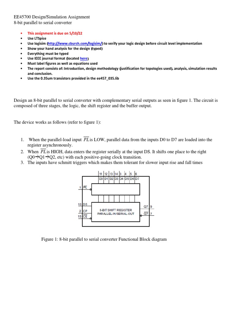 8 Bit Parallel To Serial Converter | PDF | Logic Gate | Cmos