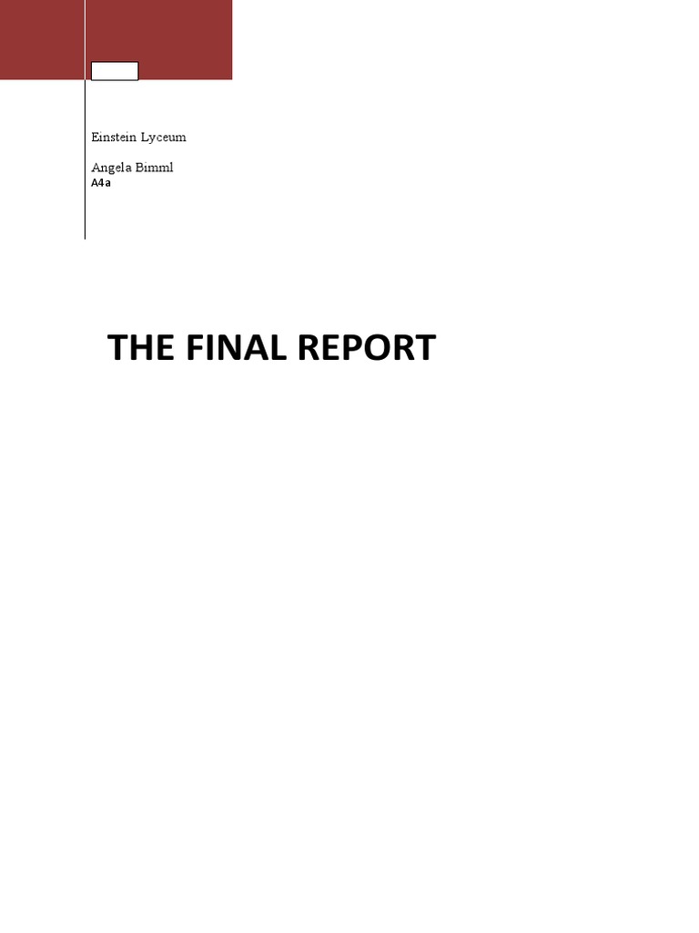 The Final Report: Einstein Lyceum Angela Bimml | PDF
