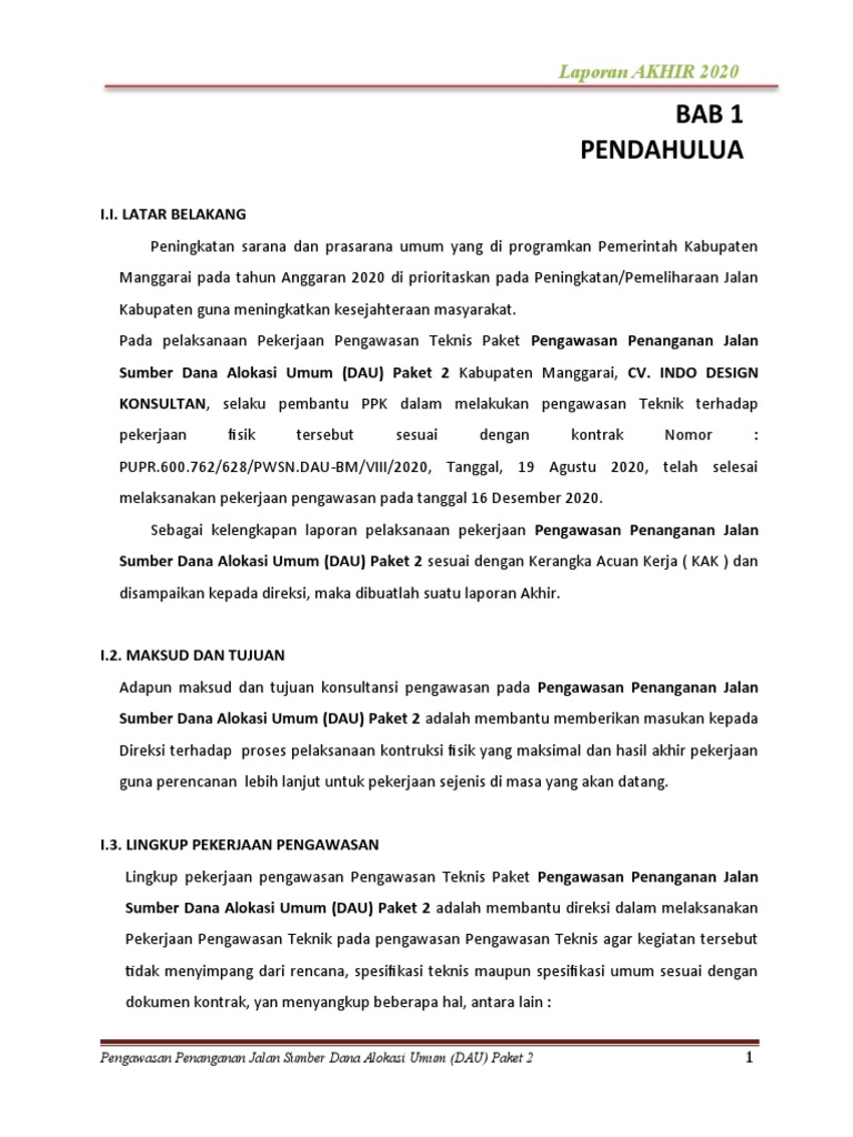 Laporan Akhir Pengawasan Konsultan | PDF