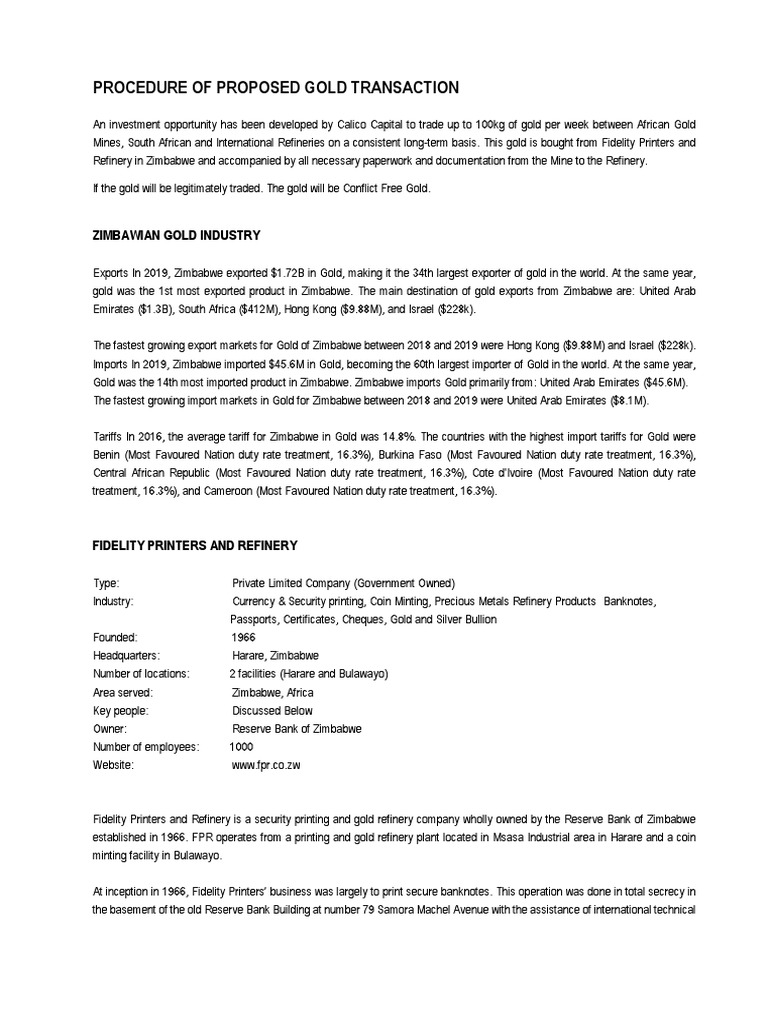 Proposed Fidelity Gold Transaction Explain | PDF | Economies | Money