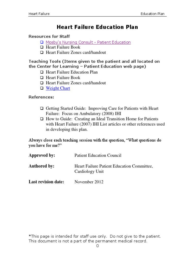 Heart Failure Education Plan: Weight Chart | PDF | Heart | Heart Failure
