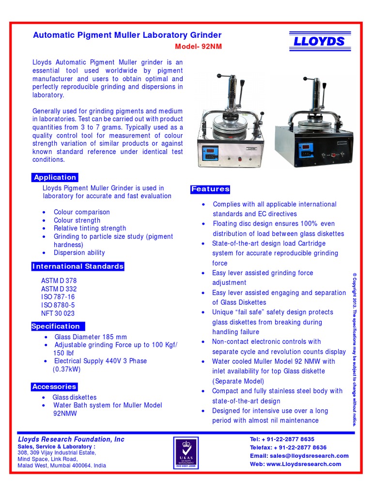 Automatic Pigment Muller Laboratory Grinder: Features | PDF | Mill ...