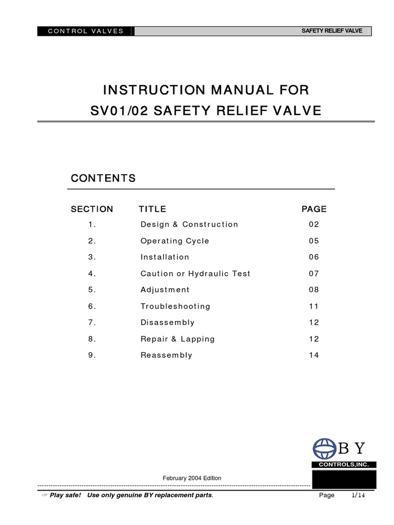 SV010203 Safety Valve Manual | PDF | Valve | Pressure