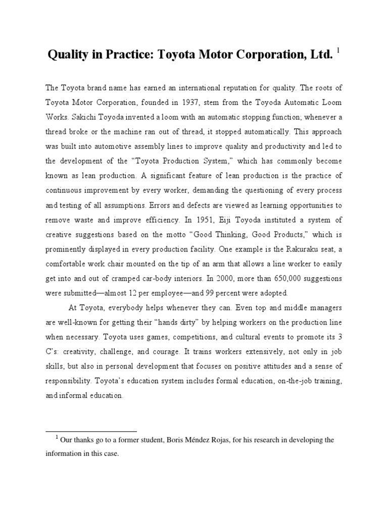 Toyota's Guiding Principles and Quality Management System Focus on ...