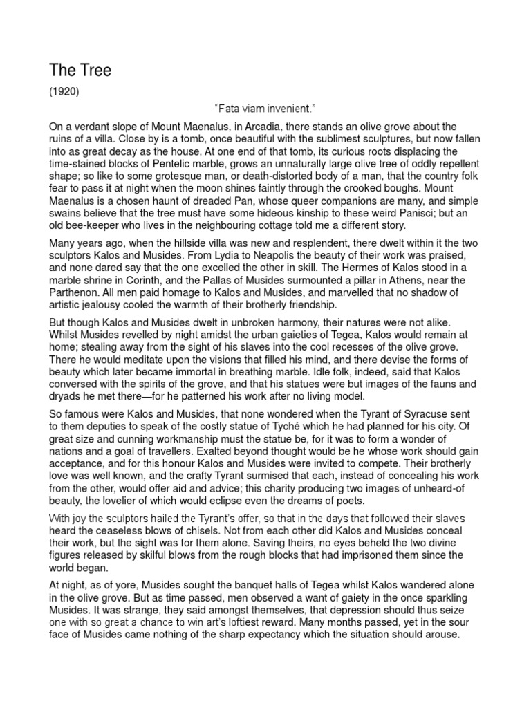 The Tree HP Lovecraft | PDF