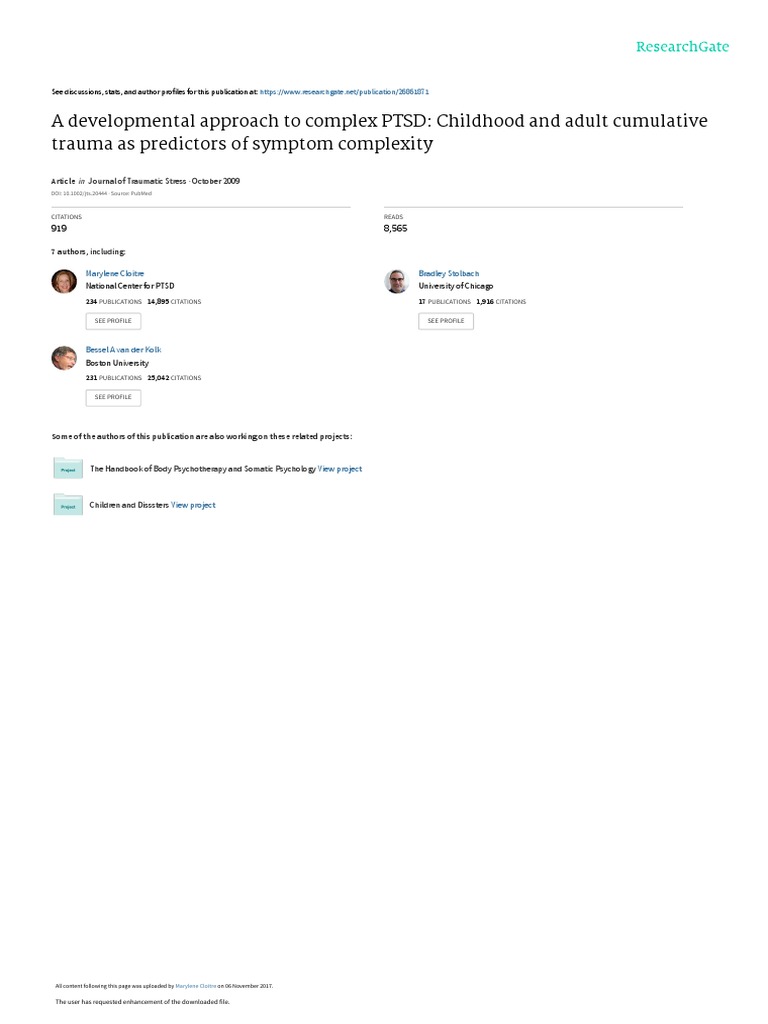 A Developmental Approach To Complex PTSD Childhood | PDF | Complex Post ...