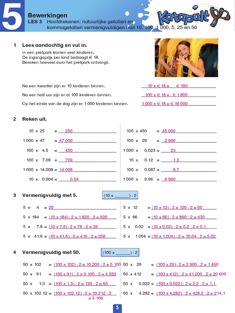 Katapult 5 Target 5 Les 3 Werkboek Correctiesleutel | PDF