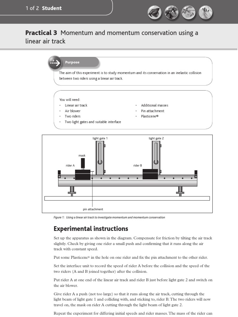 A2 Physics Practicals 56873326 Practical 3 Momentum and Momentum Conservation Using A Linear Air ...