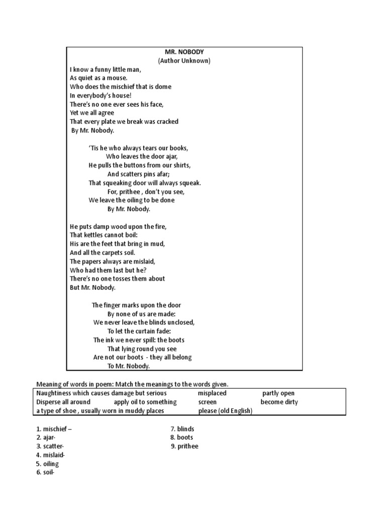 (Template) F1 - Poem Mr. Nobody | PDF