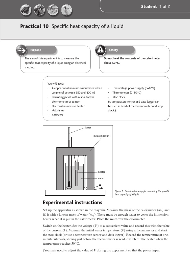 Measuring Specific Heat Capacity of Liquids | PDF | Thermometer | Heat