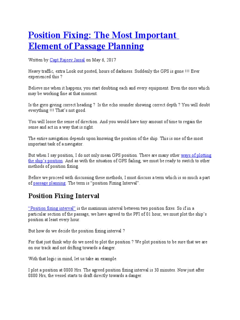 Essential Position Fixing in Navigation | PDF | Navigation | Water ...