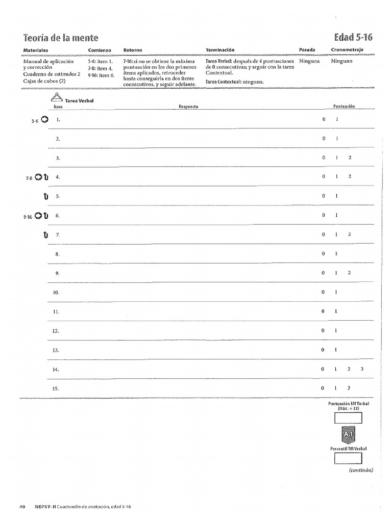 NEPSY-II Teoría de La Mente | PDF