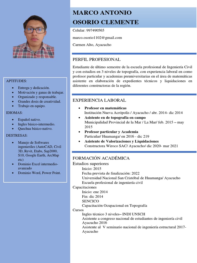 Curriculum Vitae-Marco Antonio Osorio | PDF | Ingeniería