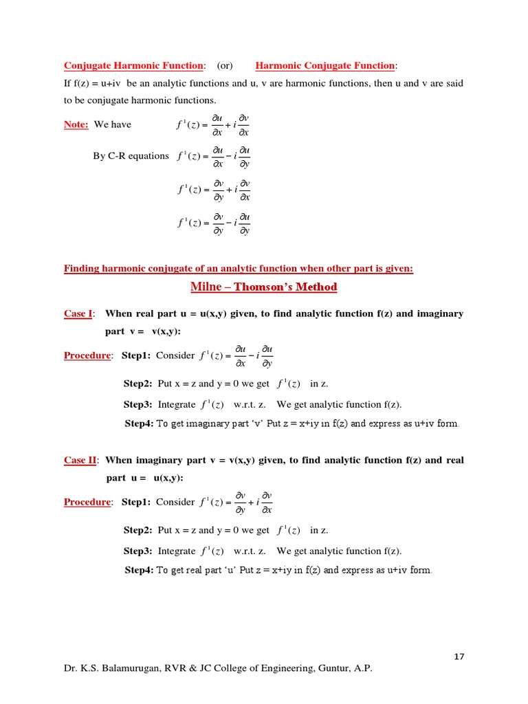 Milne Thomson Method | PDF | Complex Number | Mathematical Relations