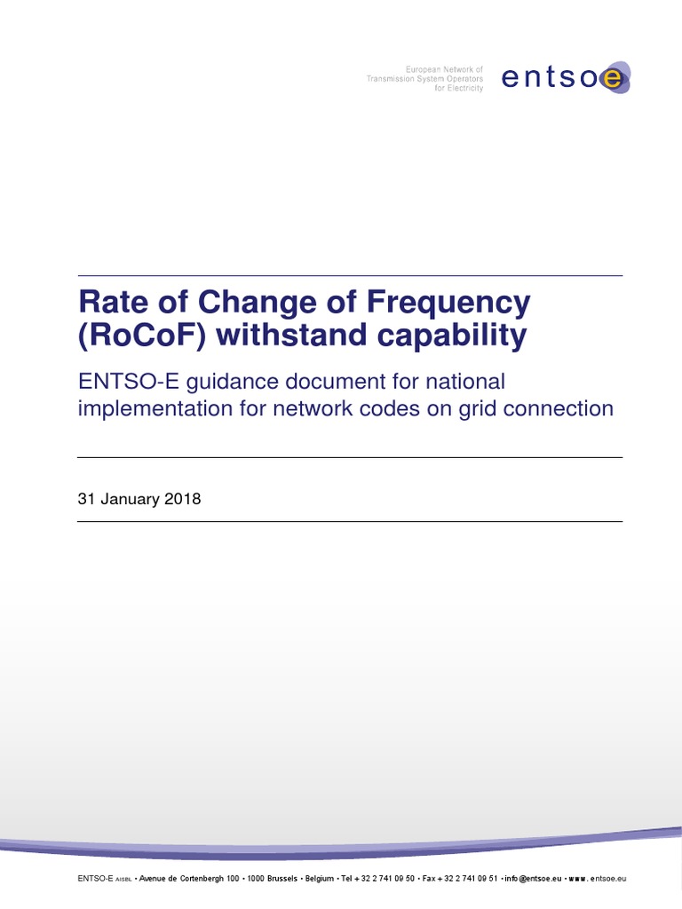 Rate of Change of Frequency (Rocof) Withstand Capability | PDF | High ...