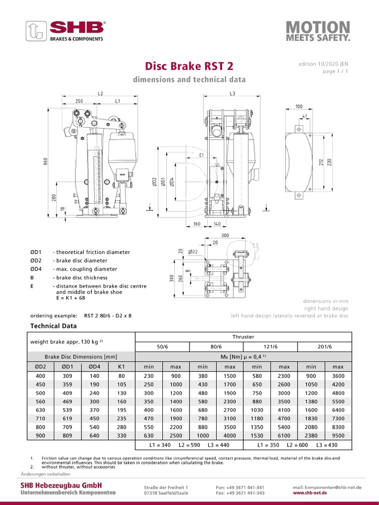 Datasheet Discbrake RST2 EN | PDF