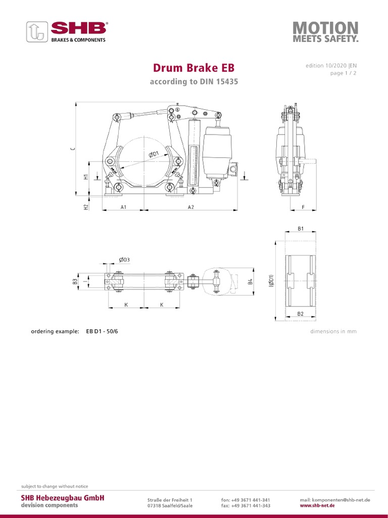 Drum Brake EB To DIN 15435 | PDF