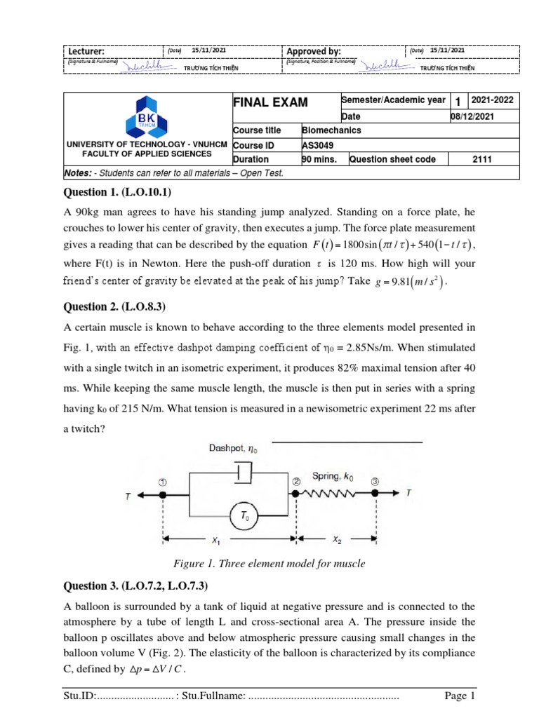 Biomechanics Final Exam Questions | PDF | Cornea | Classical Mechanics