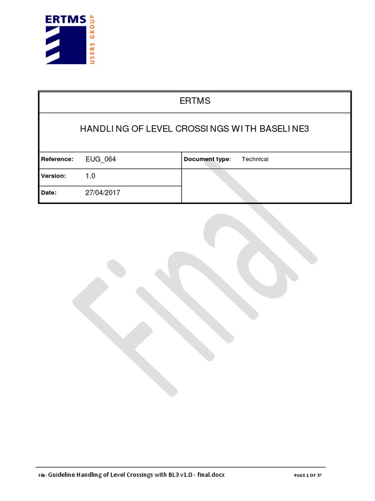 68 - Guideline Handling of Level Crossings With BL3 v1.0 - Final | PDF ...