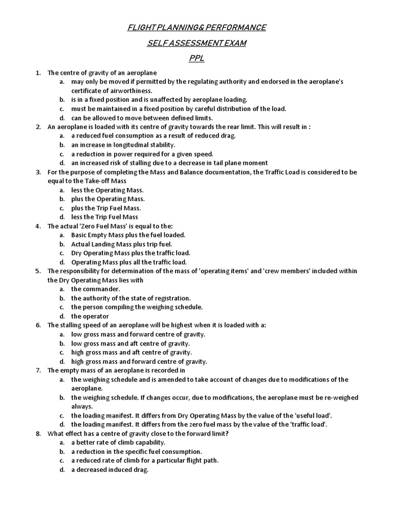 FPP Self Assessment Exam PPL | PDF | Takeoff | Flight